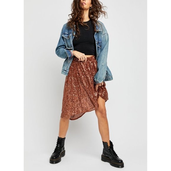 Free People | Skirts | Nwt Free People Last Dance Sequin Skirt Bronzed ...